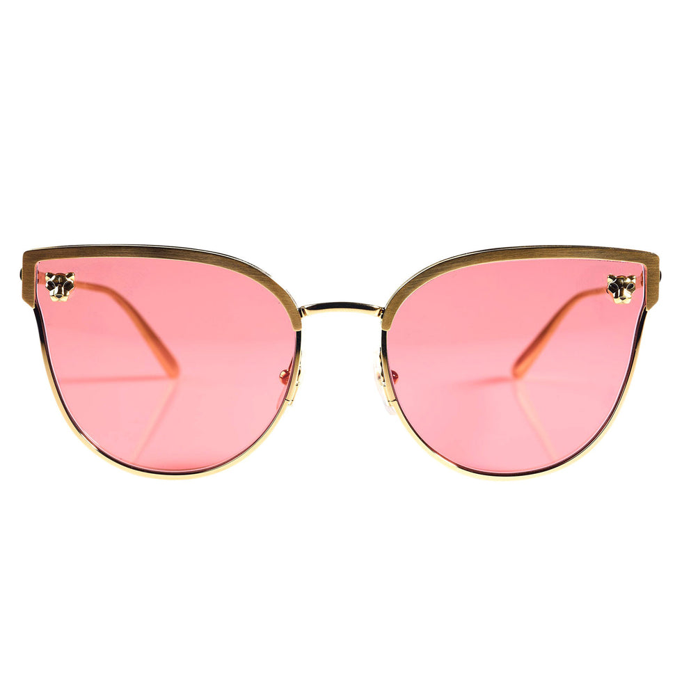 Cartier Eyewear CT0198S-004 Panthre De Cartier Pink Gold Sunglasses ...